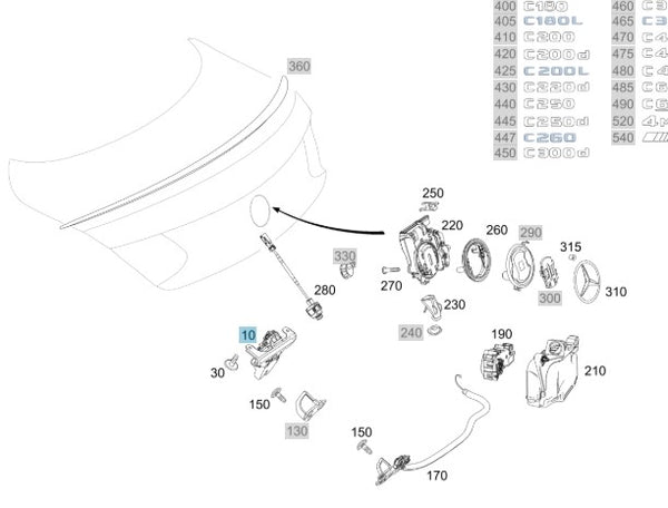 Serratura Bagagliaio codice categorico: A2057500600 – Accessori ...